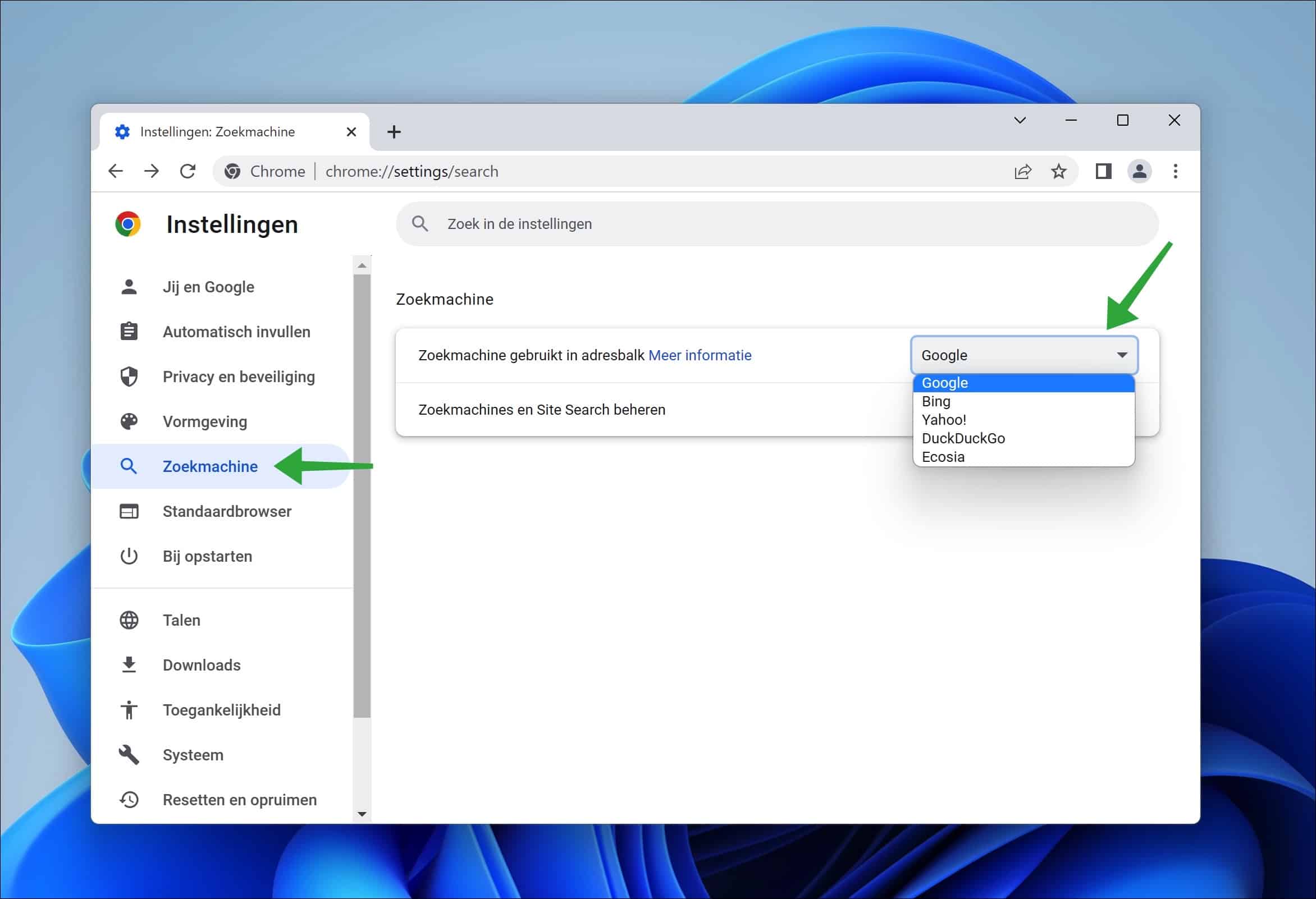 Zoekmachine wijzigen in Google Chrome browser? Zo werkt het!