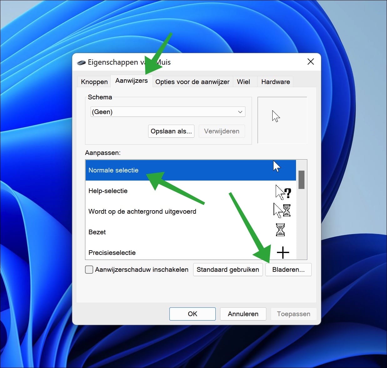 Linkshandige muis aanwijzer instellen in Windows 11/10