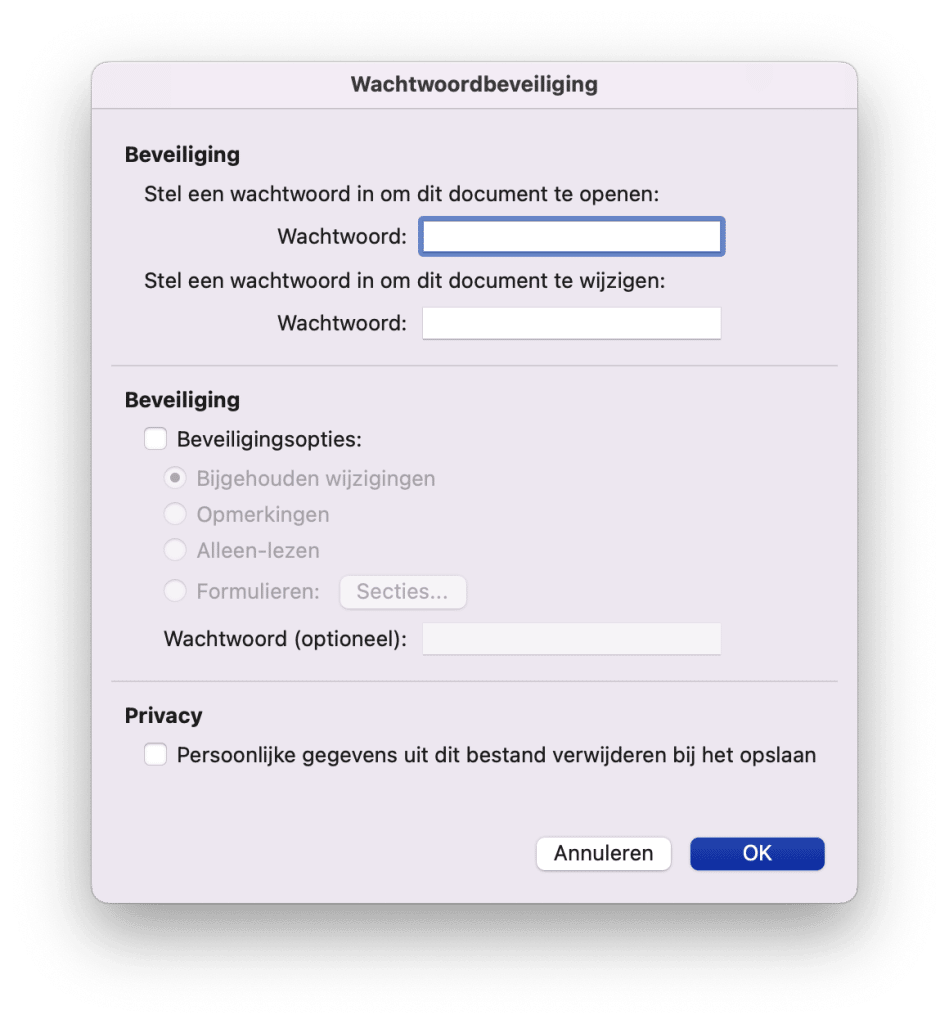 Wachtwoord toevoegen aan Word-document via Windows of Mac