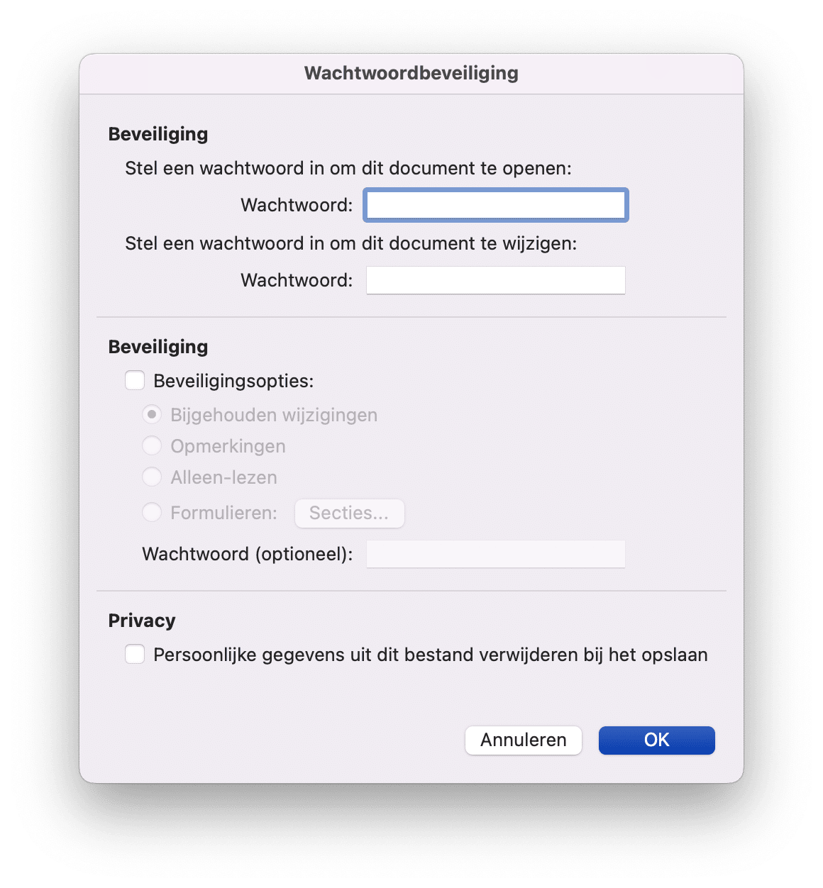 Wachtwoord toevoegen aan Word-document via Windows of Mac