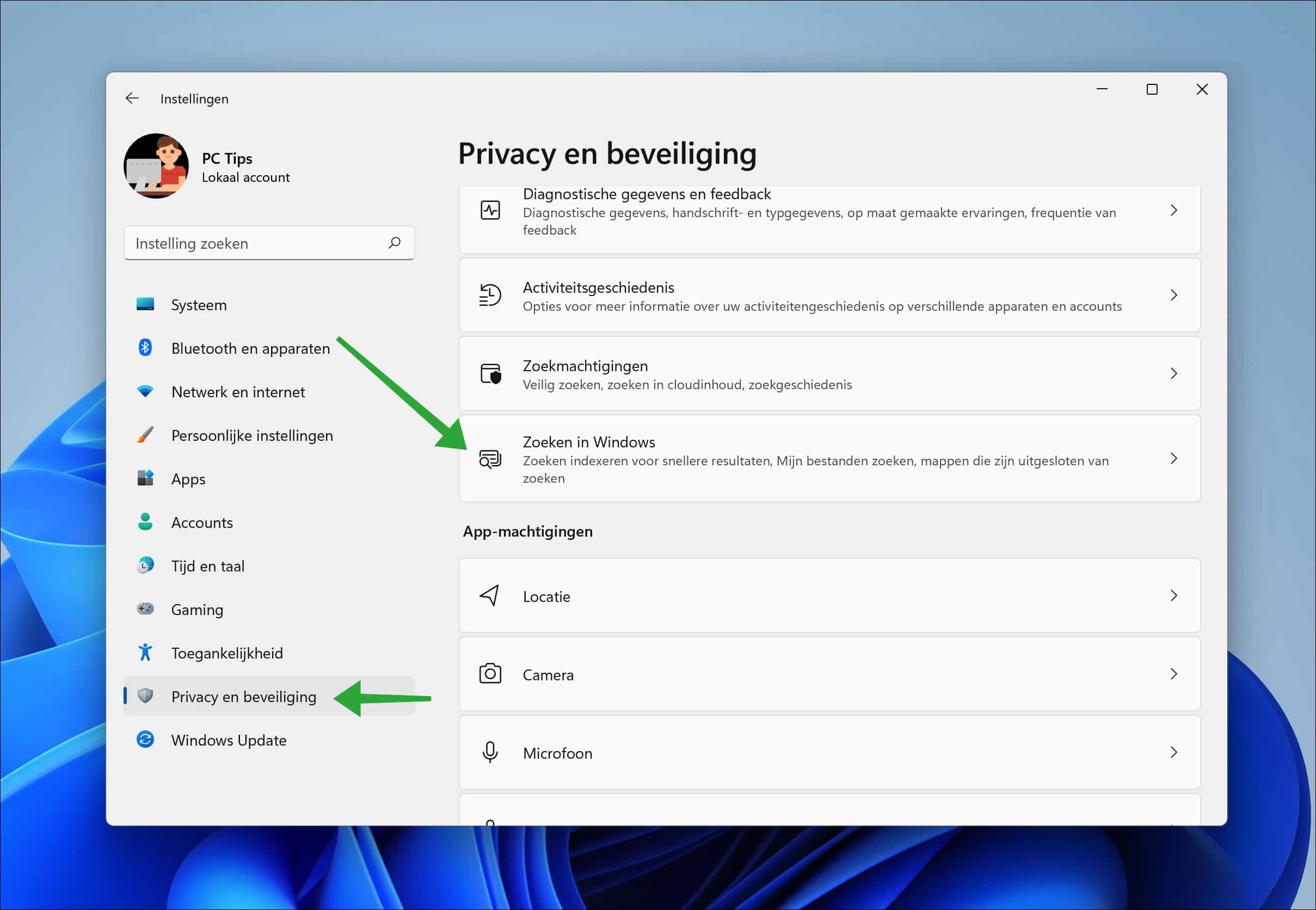 Specifieke mappen uitsluiten in Windows 11 zoeken