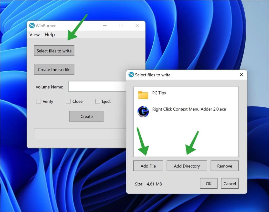 ISO bestand maken in Windows 11 of 10 met WinBurner