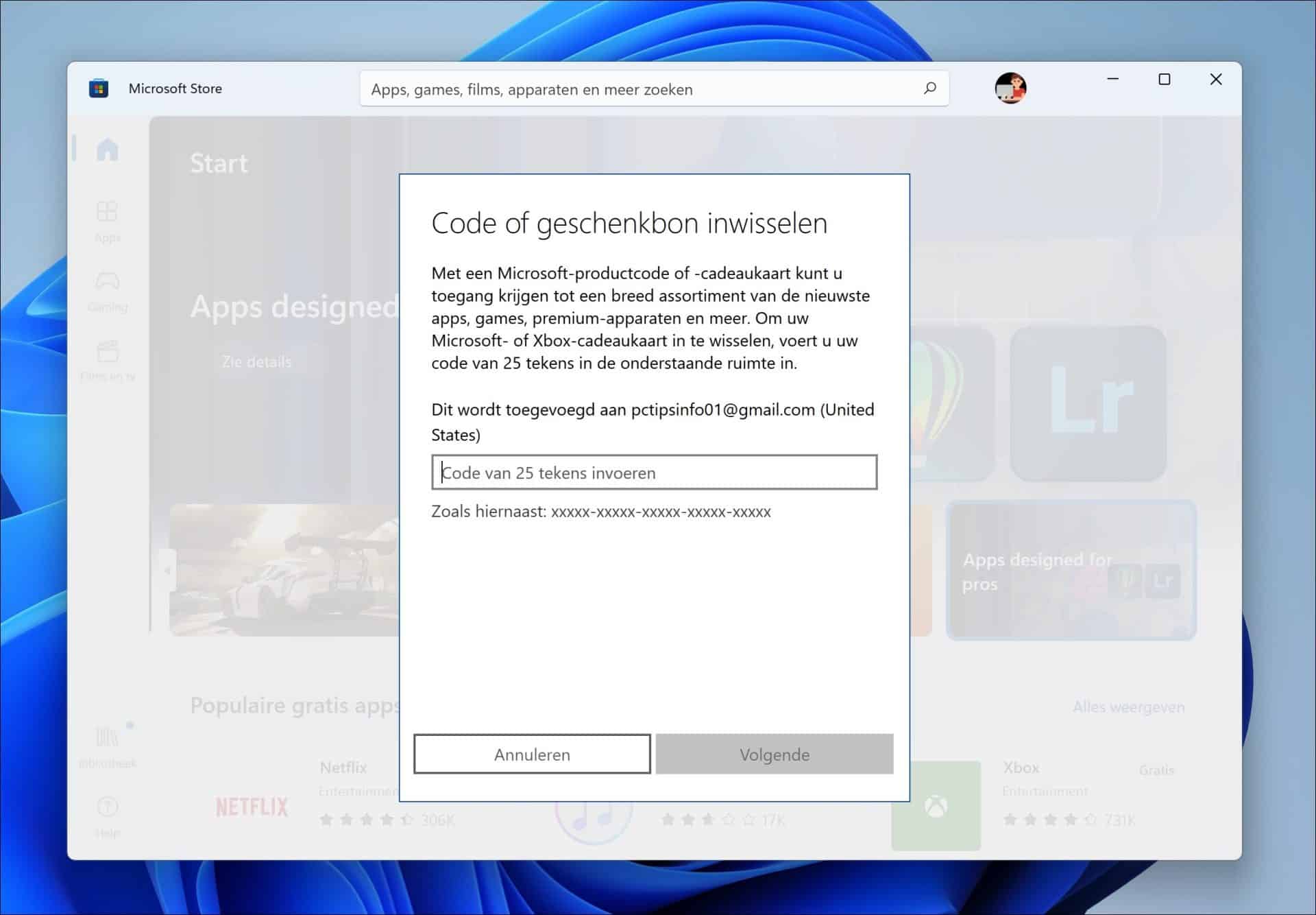 Code of geschenkbonnen inwisselen in Windows 11? dit is hoe!