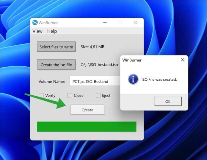 ISO bestand maken in Windows 11 of 10 met WinBurner