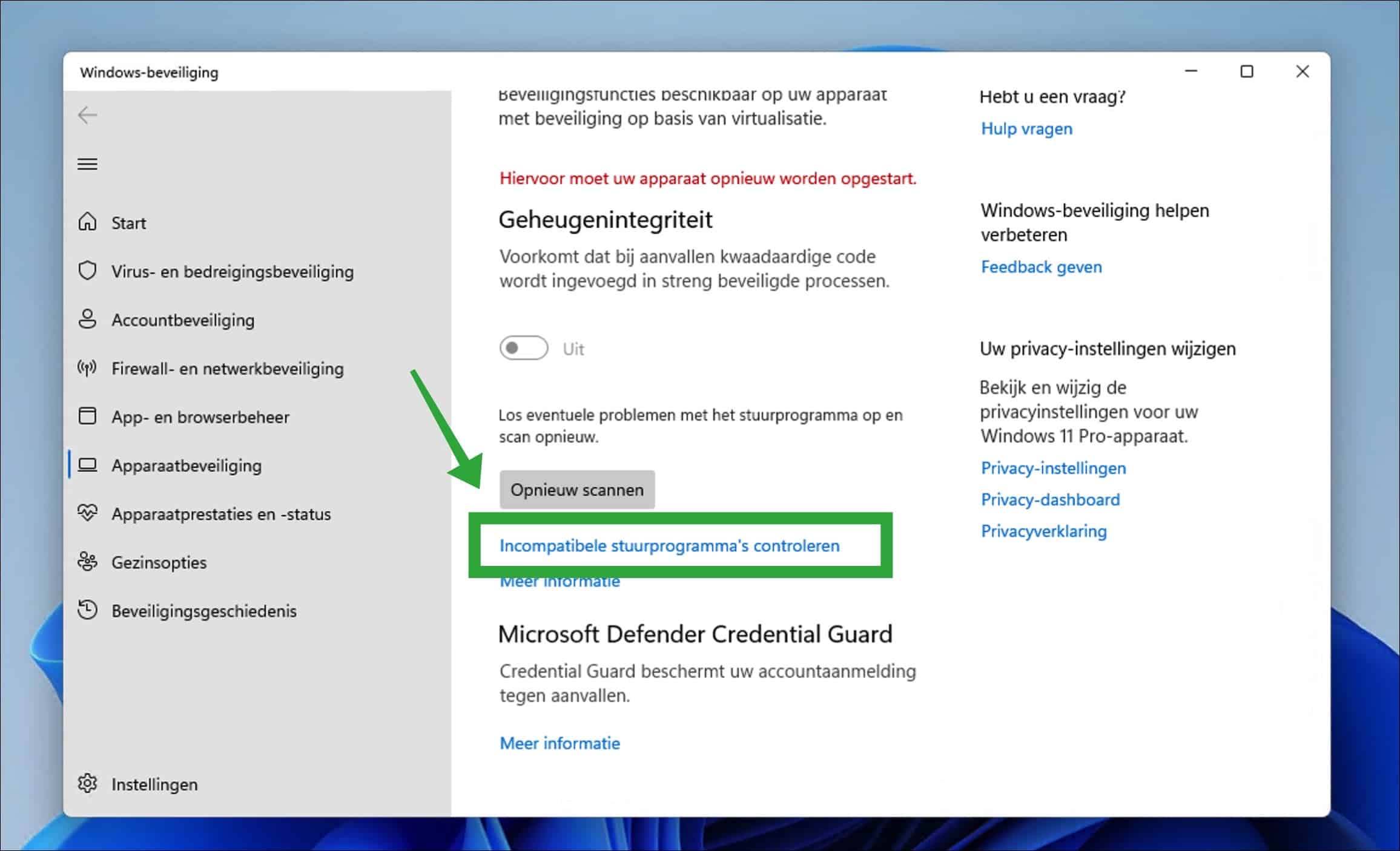 Geheugenintegriteit inschakelen in Windows 11