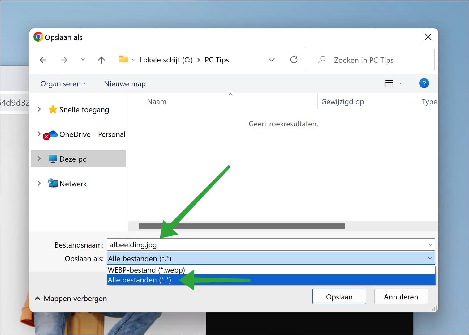 Google Chrome slaat afbeelding op als WebP? Probeer dit!