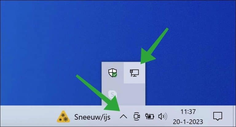 Wifi of netwerk pictogram weergeven op de taakbalk