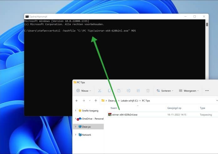 MD5, SHA256 of andere hash verifiëren in Windows 11 of 10
