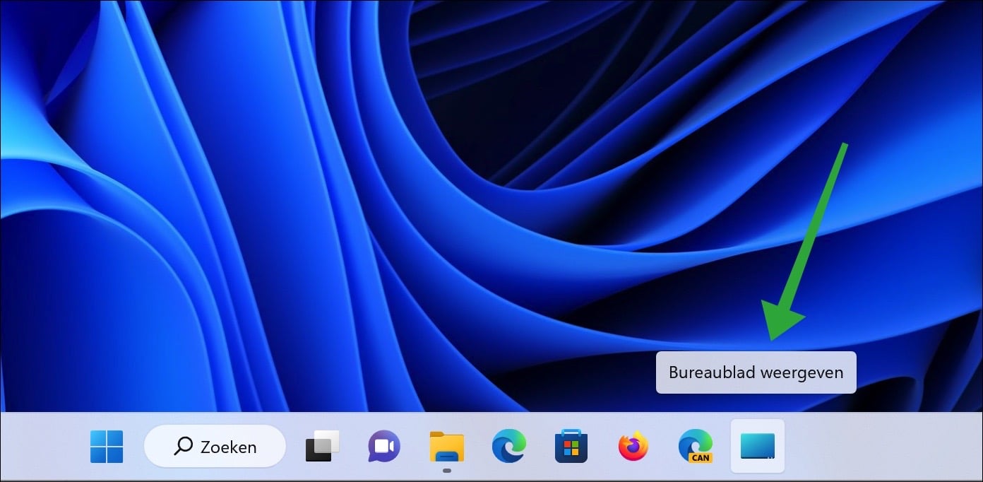 Bureaublad weergeven snelkoppeling toevoegen aan de taakbalk
