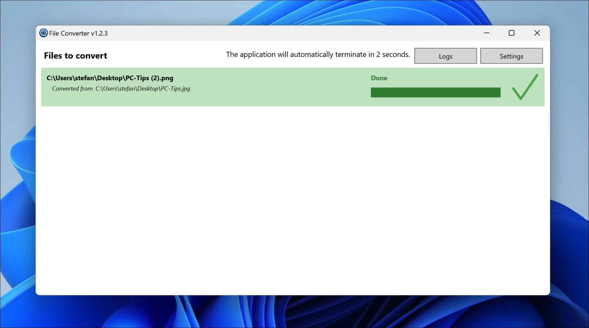 Bestanden converteren met File Converter in Windows 11 of 10