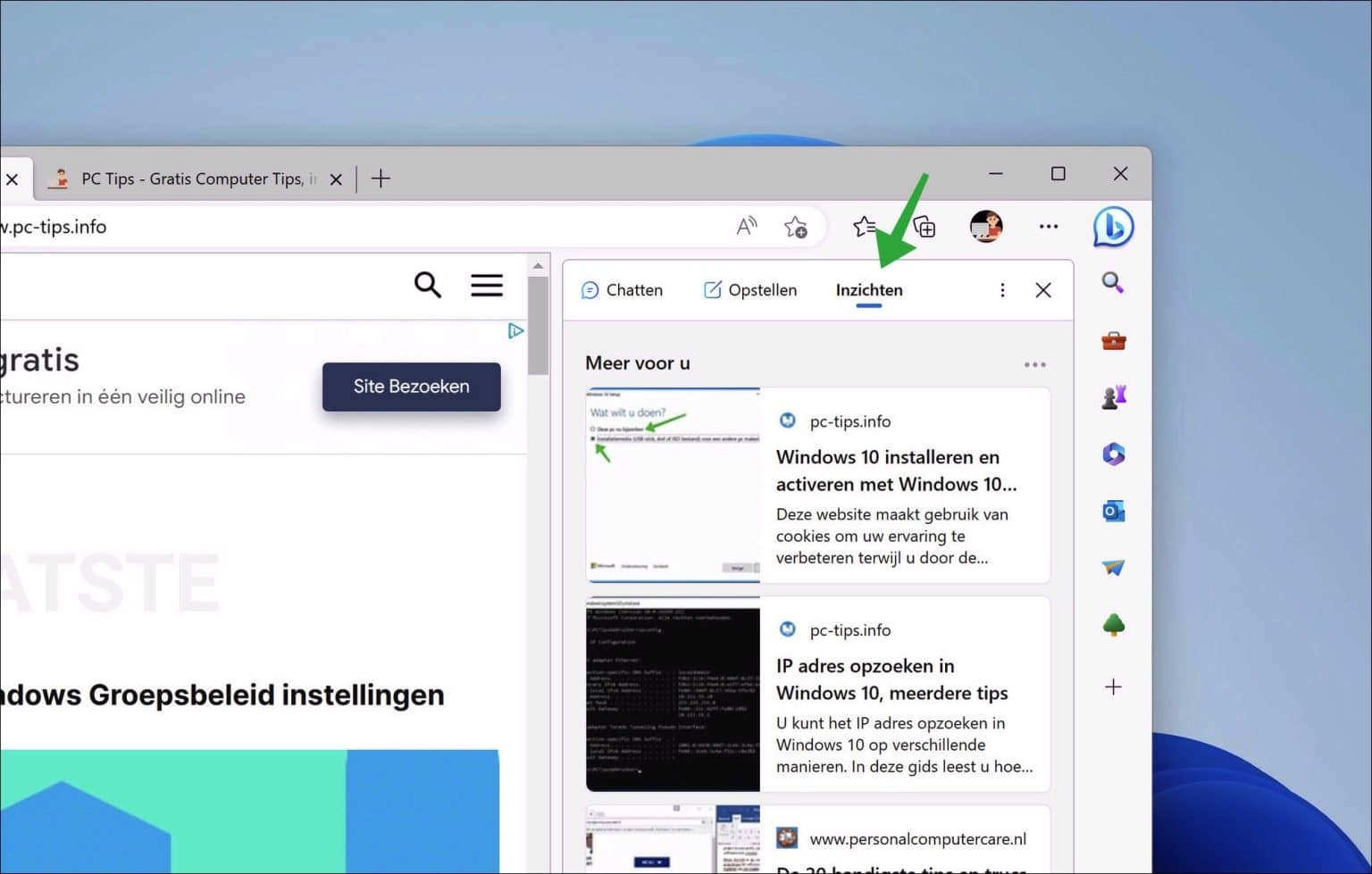 Bing Chat AI nu beschikbaar in Microsoft Edge (Windows 11)