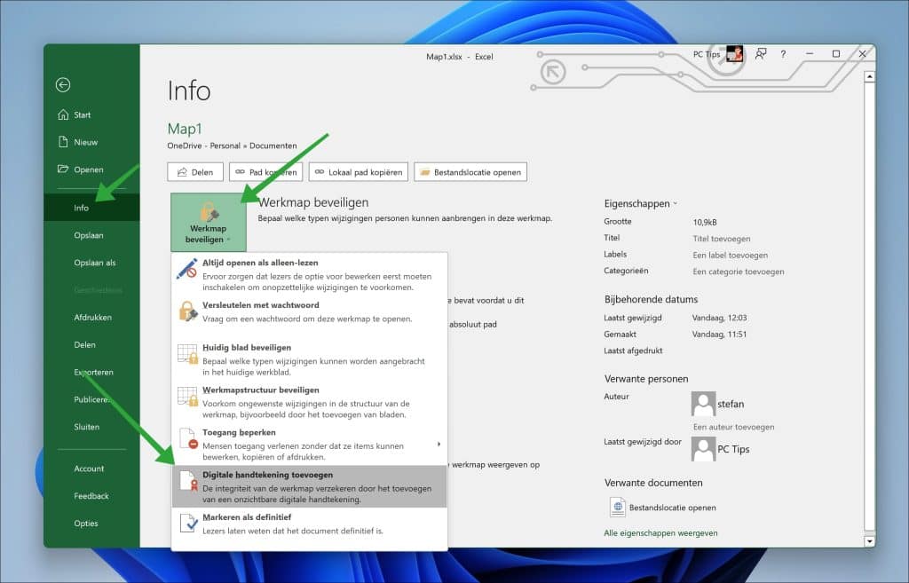 Digitale handtekening toevoegen aan Excel document