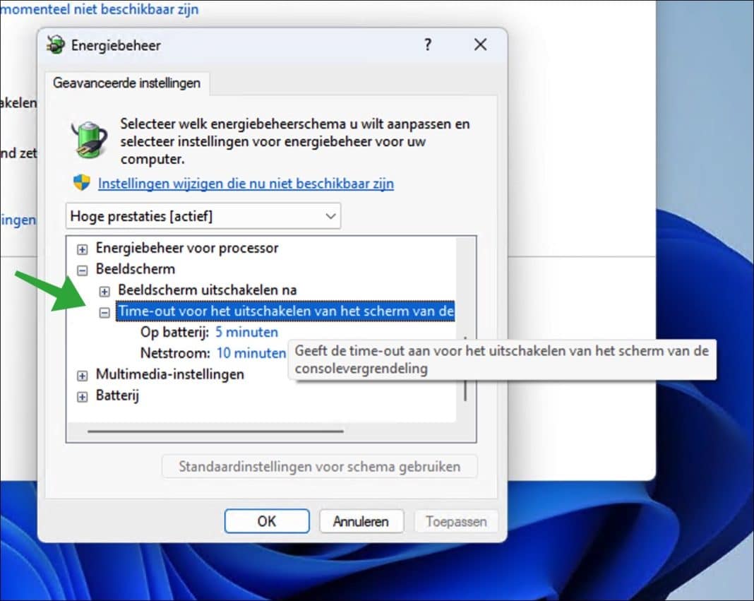 Beeldscherm automatisch uitschakelen na vergrendelen Windows