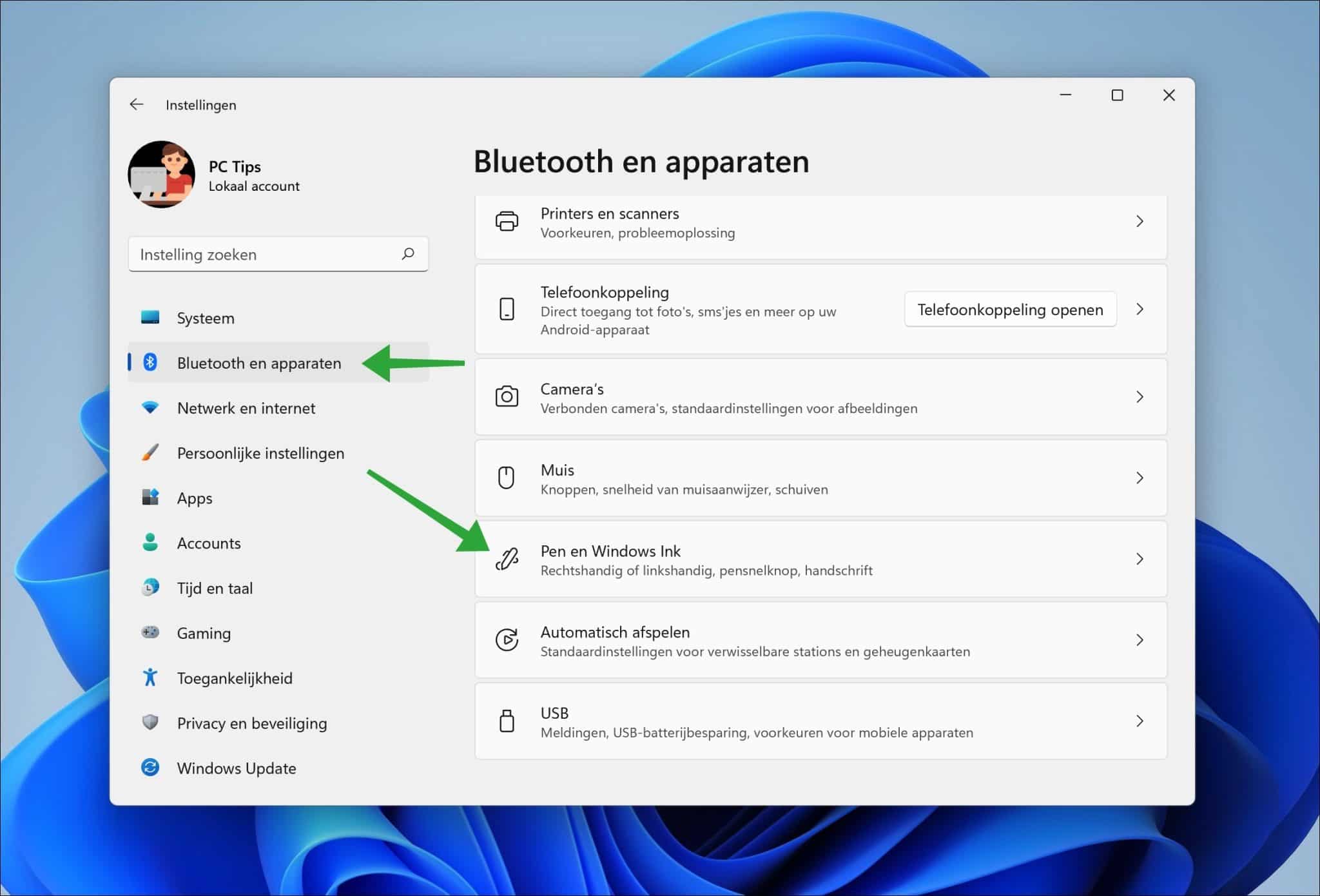 Windows 11 bedienen met uw vinger of een stylus pen