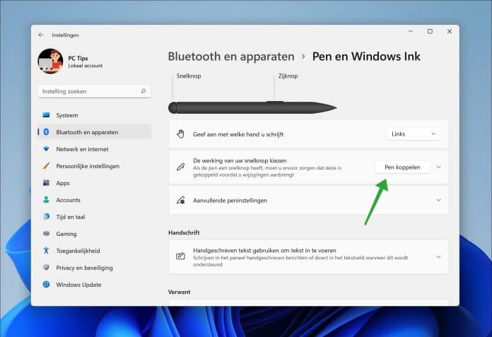 Windows 11 bedienen met uw vinger of een stylus pen