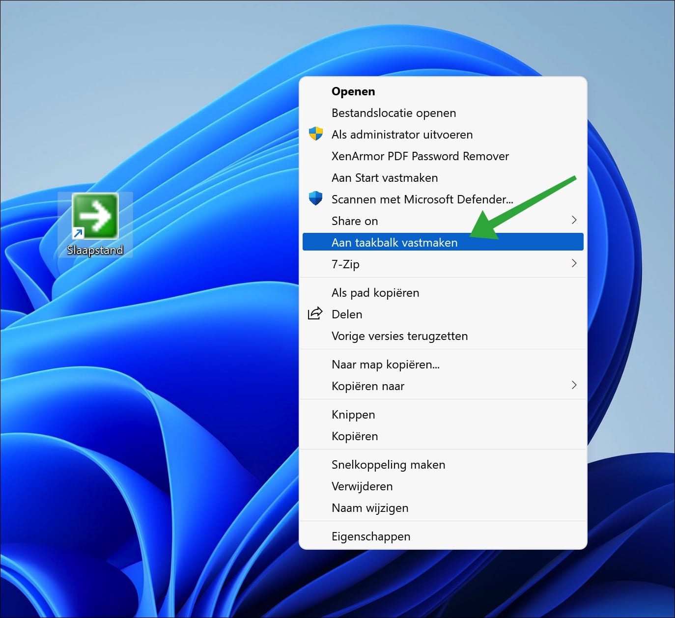 Slaapstand knop toevoegen op de taakbalk in Windows 11 of 10