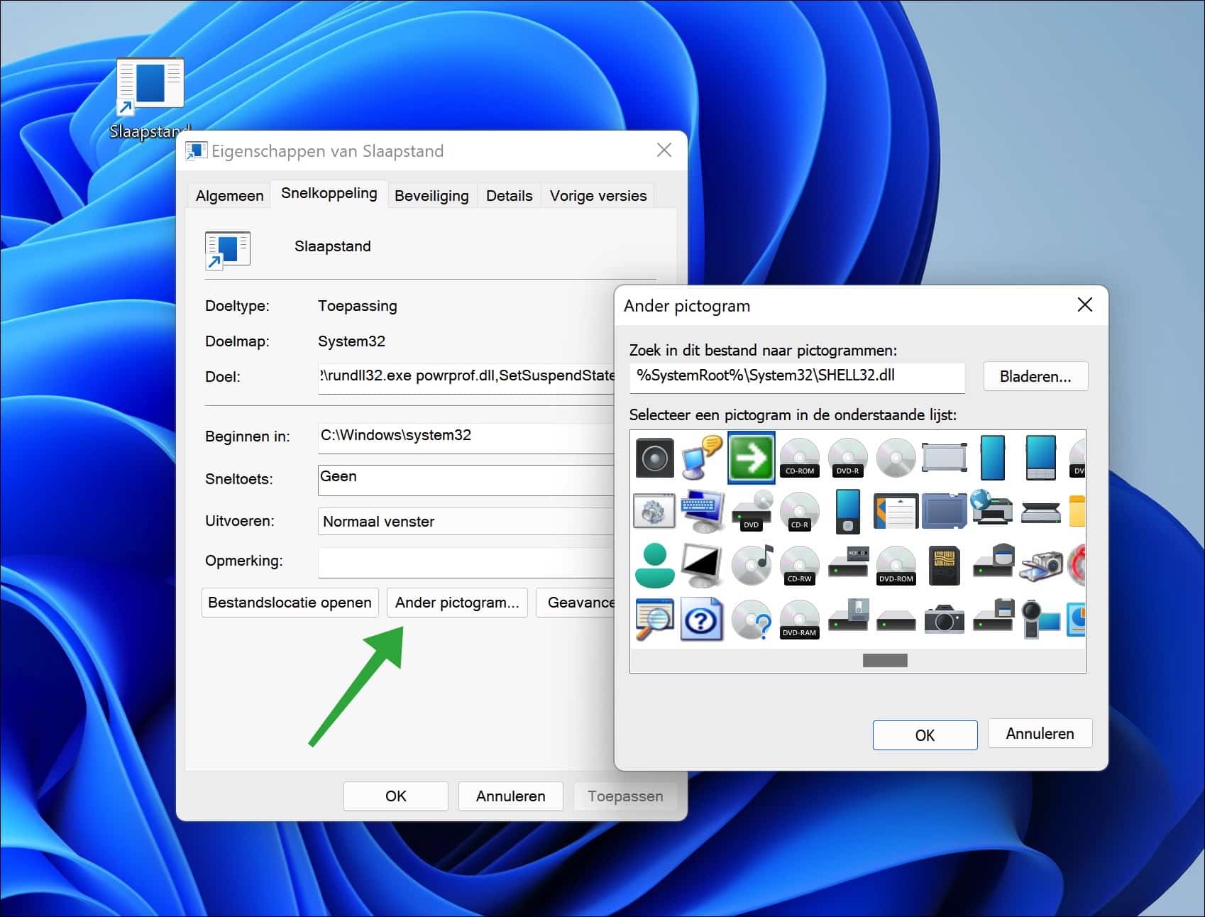 Slaapstand knop toevoegen op de taakbalk in Windows 11 of 10