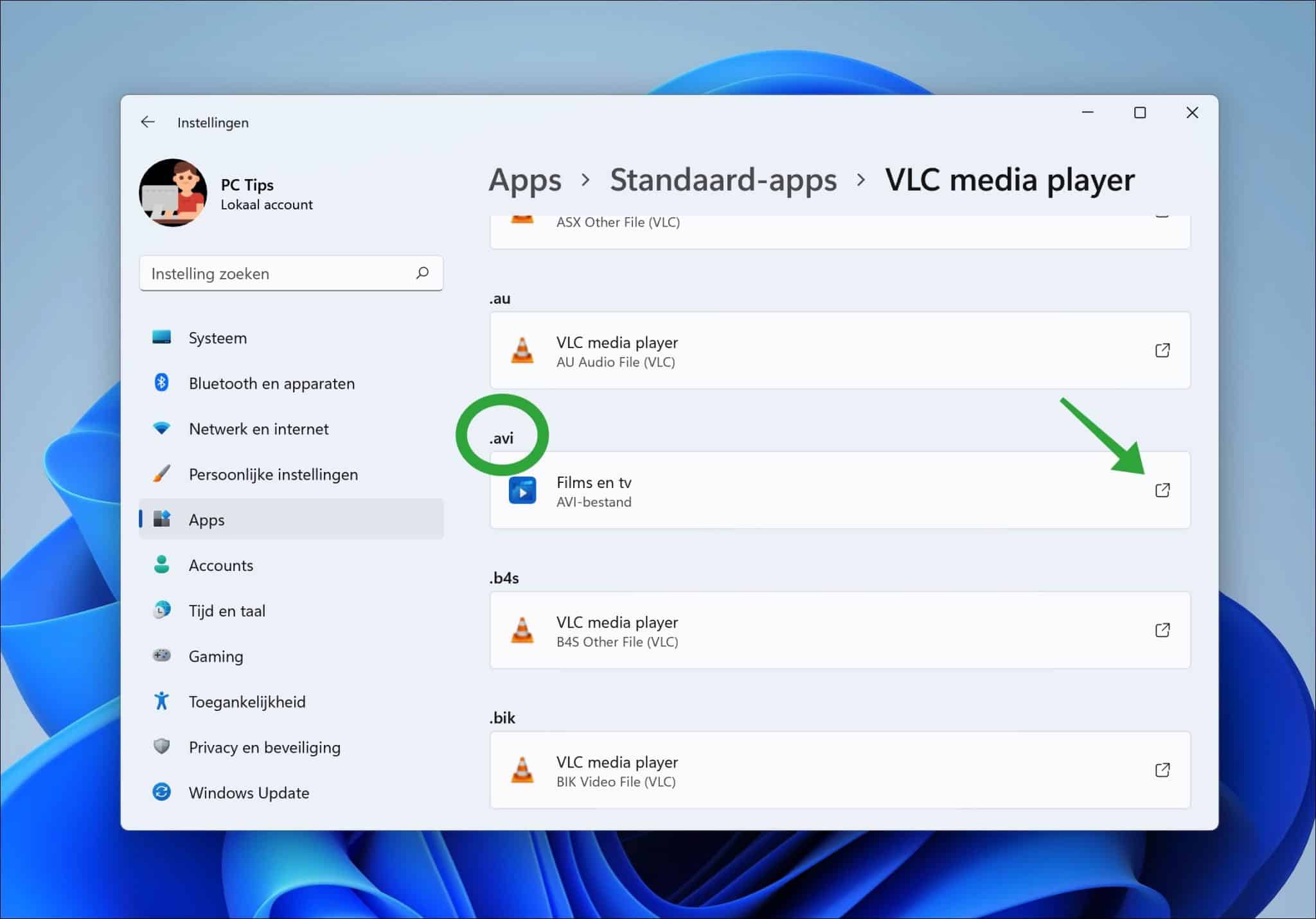 VLC instellen als standaard mediaspeler in Windows 11