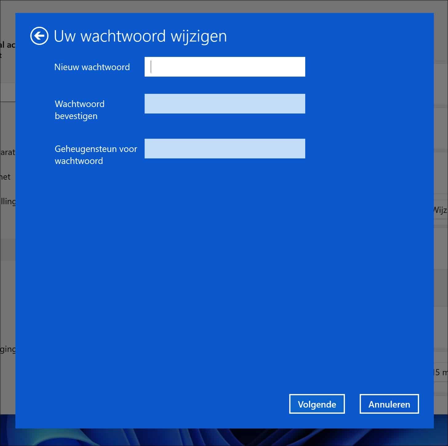 Aanmeld wachtwoord voor gebruikersaccount verwijderen