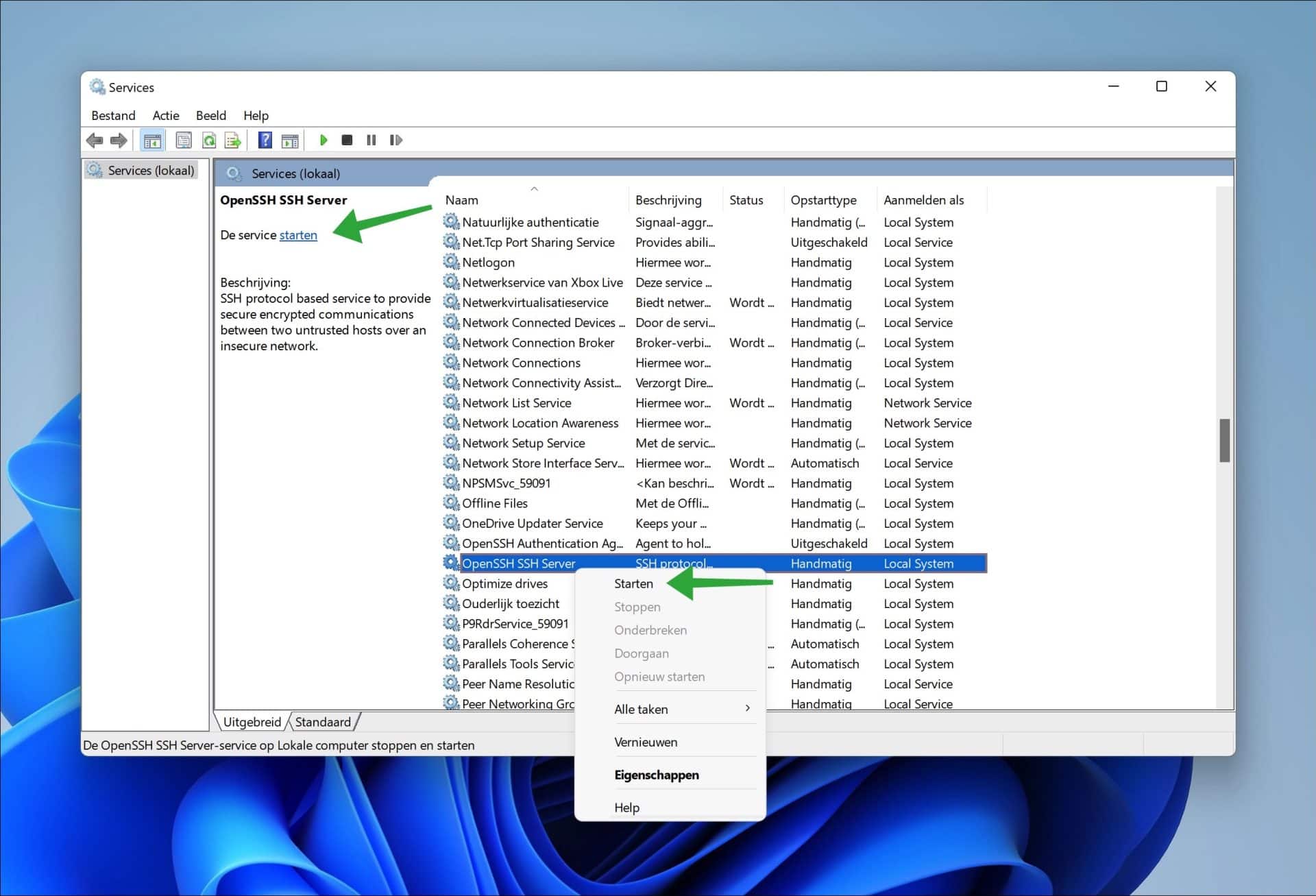 OpenSSH server installeren in Windows 11 (Stap voor stap)