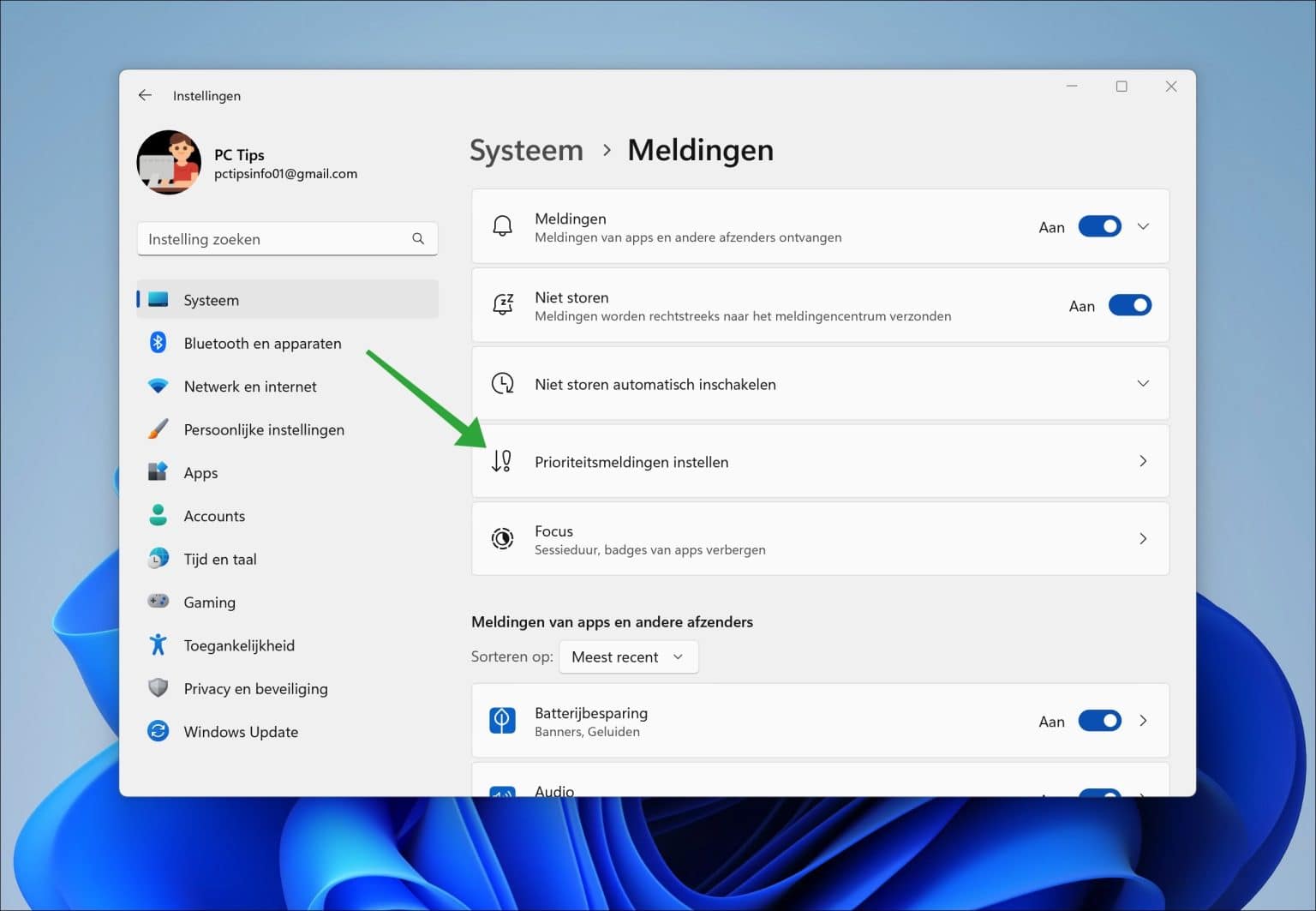 Niet storen inschakelen of uitschakelen in Windows 11