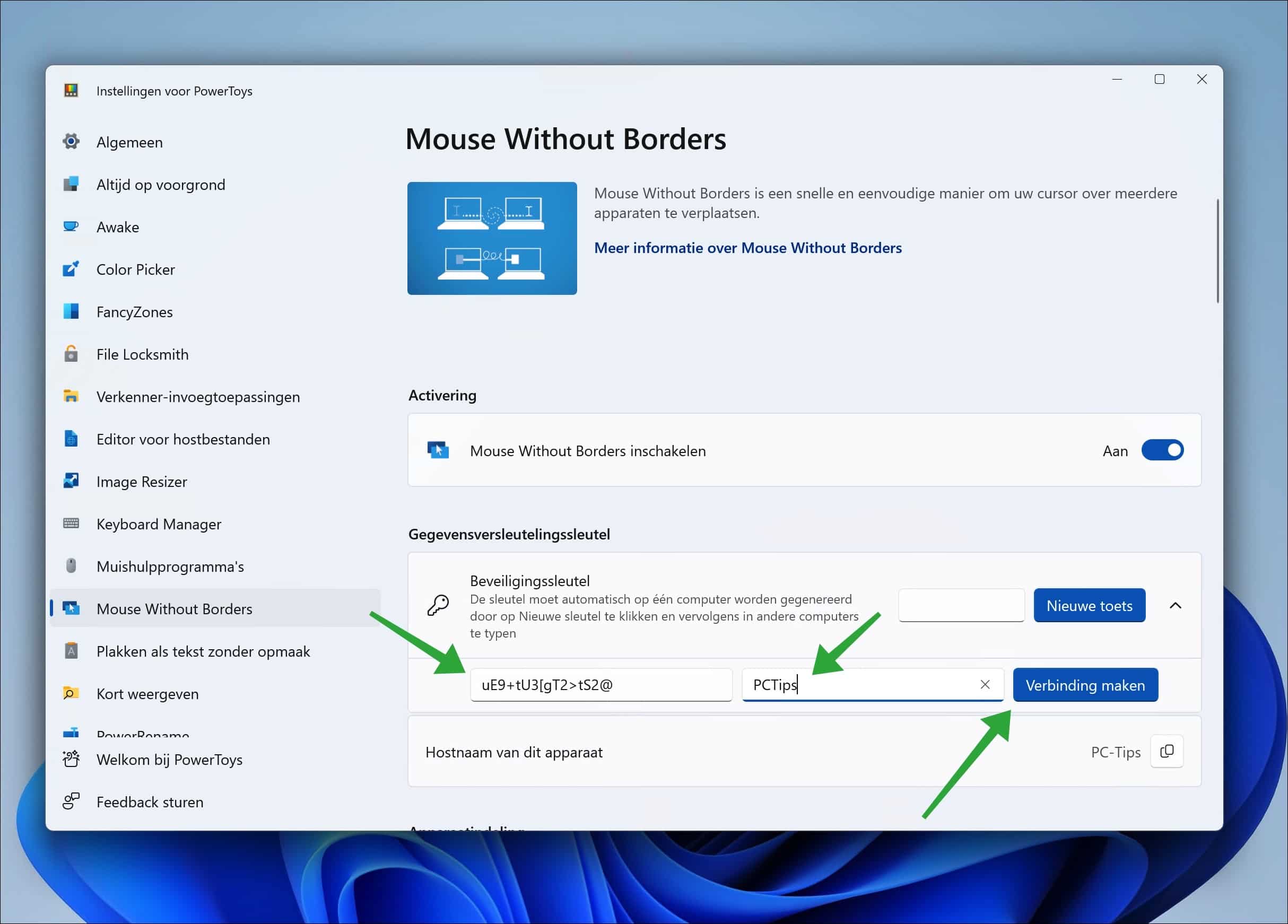 Muis en toetsenbord delen met andere PC via PowerToys