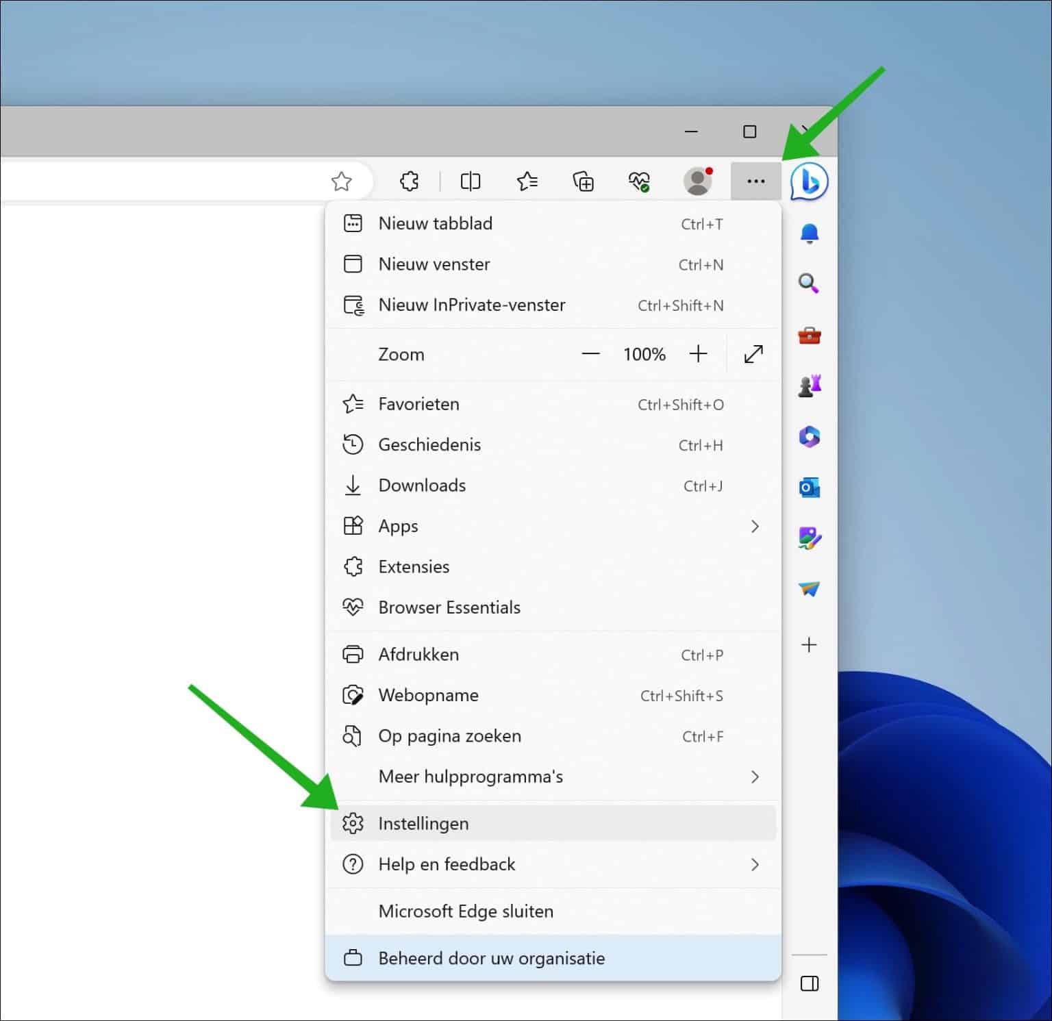 Microsoft Edge browsergeschiedenis wissen bij afsluiten browser