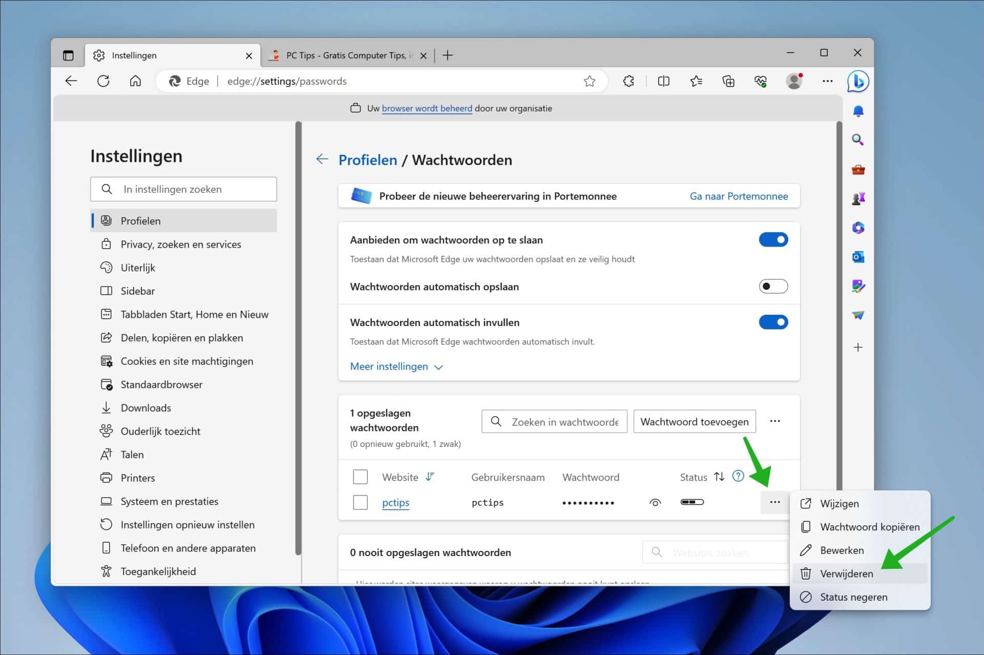 Opgeslagen wachtwoorden verwijderen uit Microsoft Edge