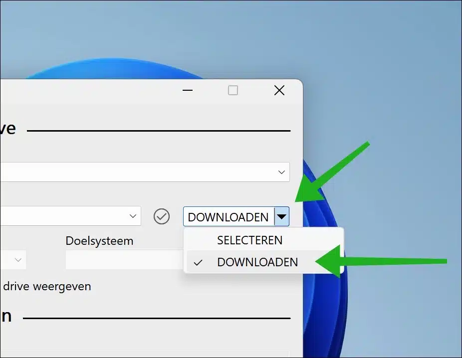 Windows 11 of Windows 10 downloaden met Rufus software