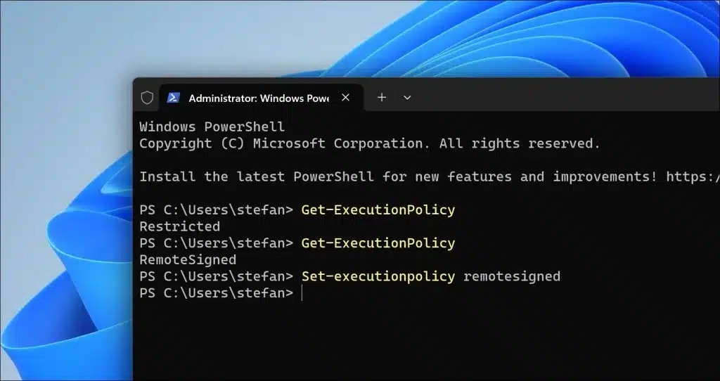 PowerShell Execution Policy wijzigen in Windows 11 of 10