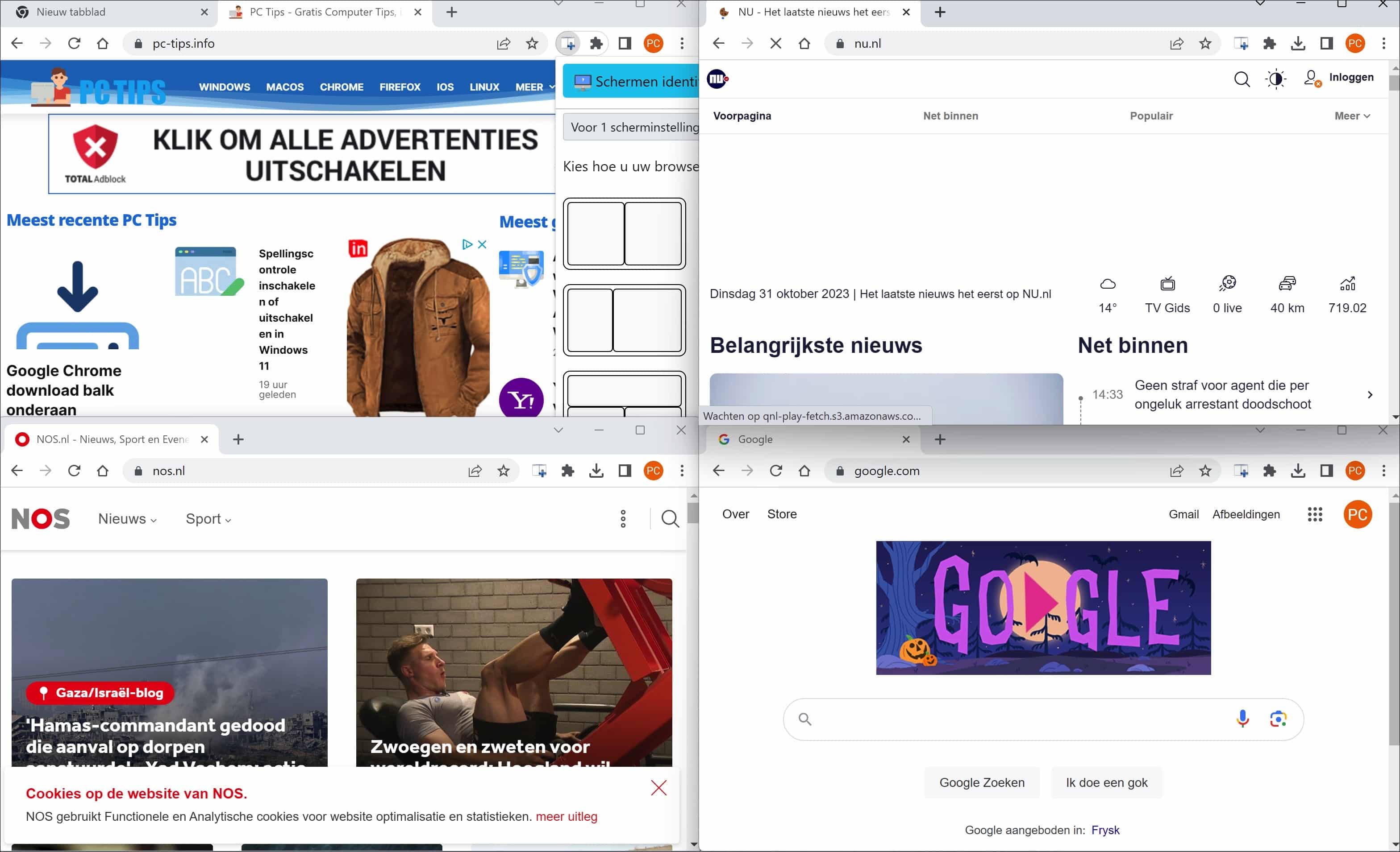Split Screen (Schermopdeling) in de Google Chrome browser