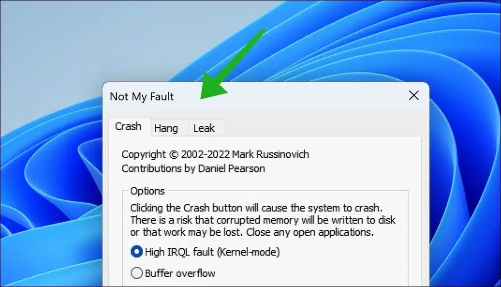 Hoe veroorzaak ik opzettelijk een vastloper of crash in Windows?