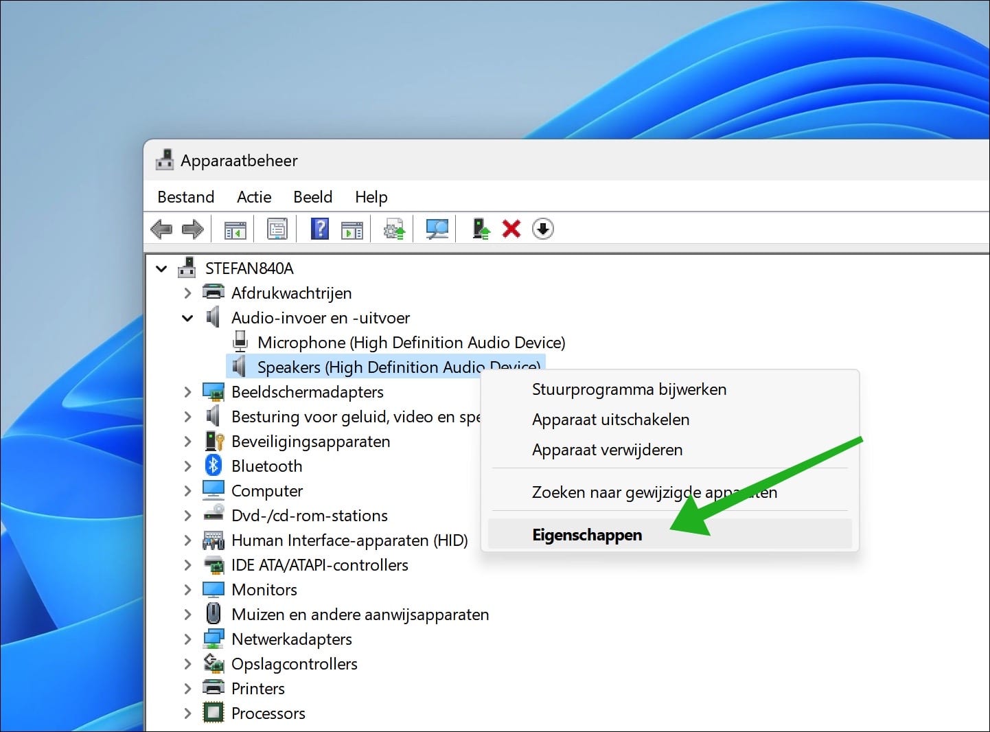Naam van apparaat wijzigen in Windows 11 of 10 apparaatbeheer