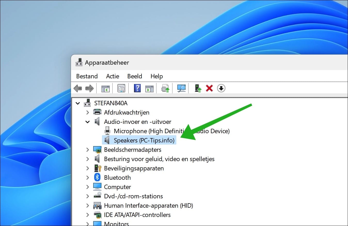 Naam van apparaat wijzigen in Windows 11 of 10 apparaatbeheer