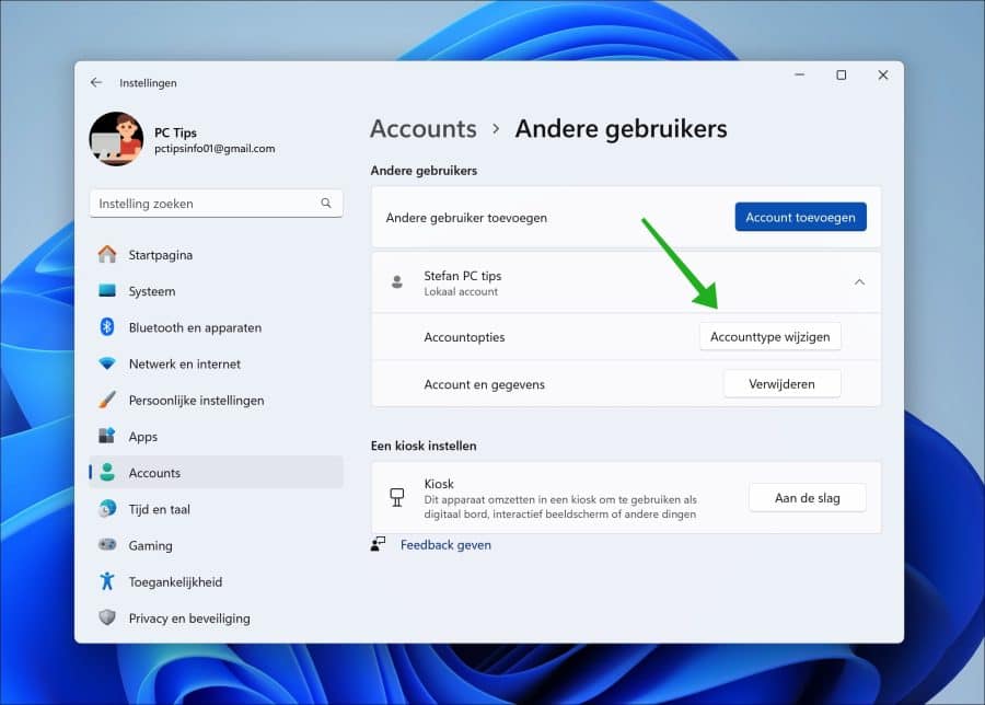 Administratorrechten toekennen aan een bestaand account
