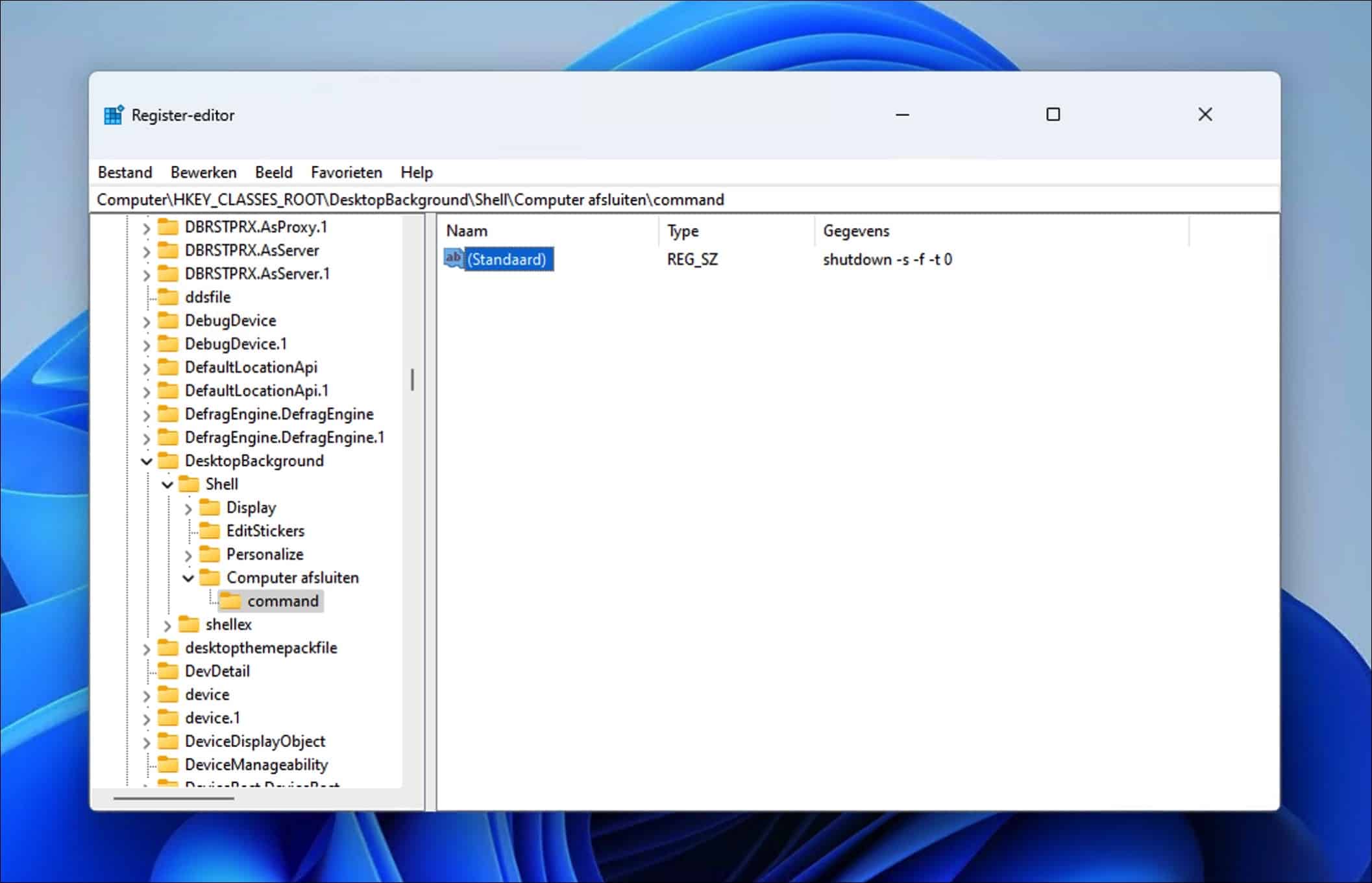 Computer afsluiten knop toevoegen aan rechtermuisknop menu