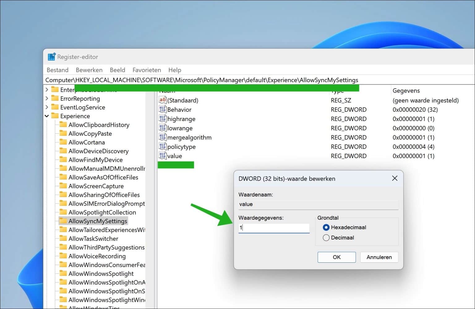 Apps en instellingen synchronisatie uitschakelen in Windows 11