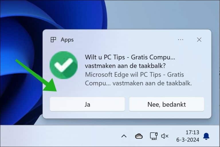 Website vastmaken aan de taakbalk in Windows 11 of 10