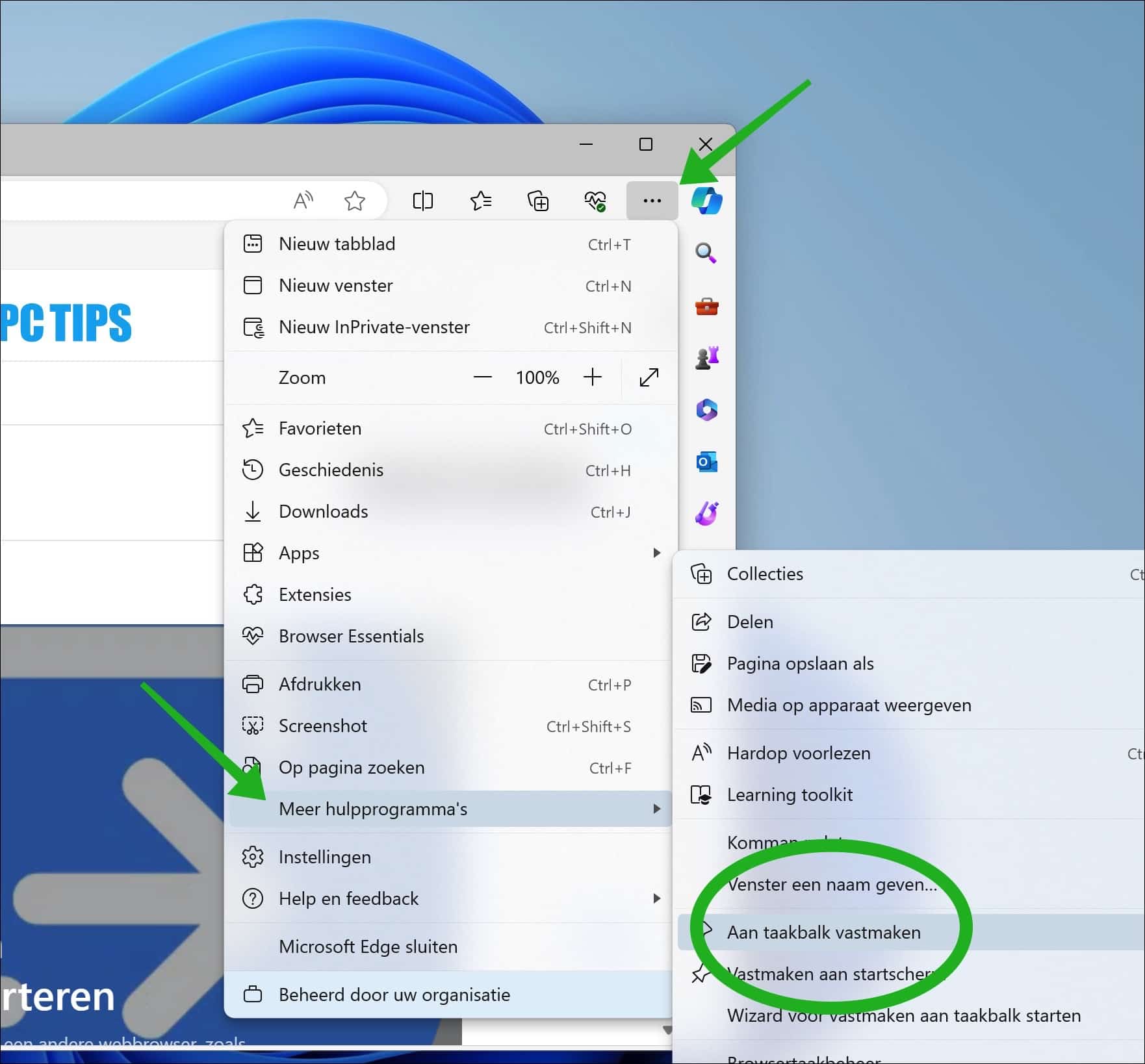 Website vastmaken aan de taakbalk in Windows 11 of 10