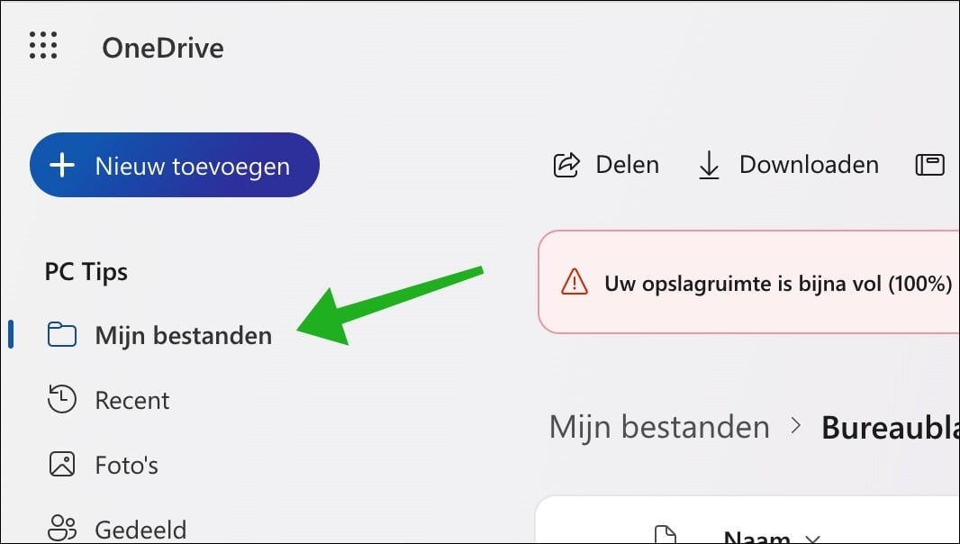 Er is onvoldoende ruimte vrij in uw onedrive melding in Windows 11