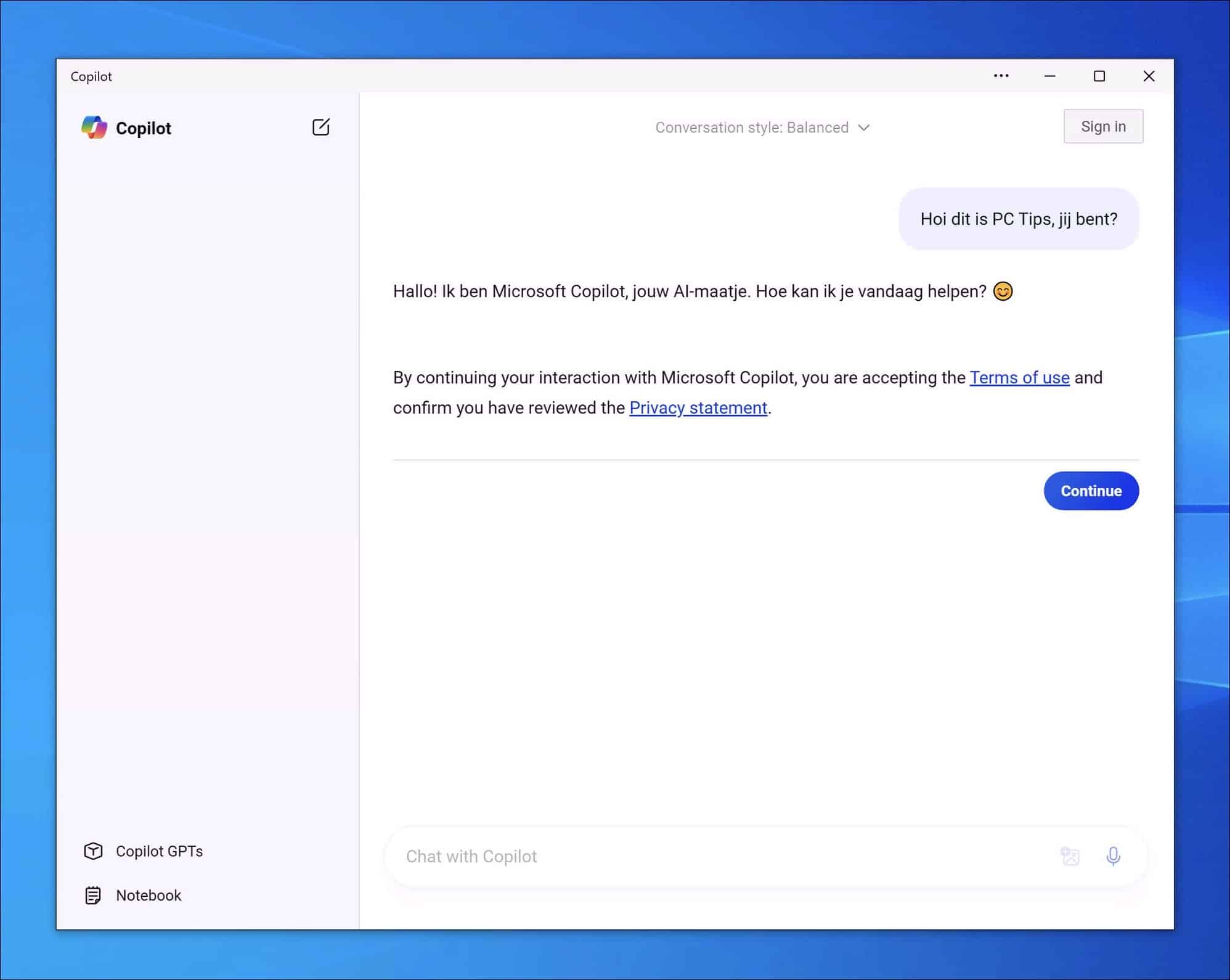 Microsoft CoPilot als App installeren in Windows 10