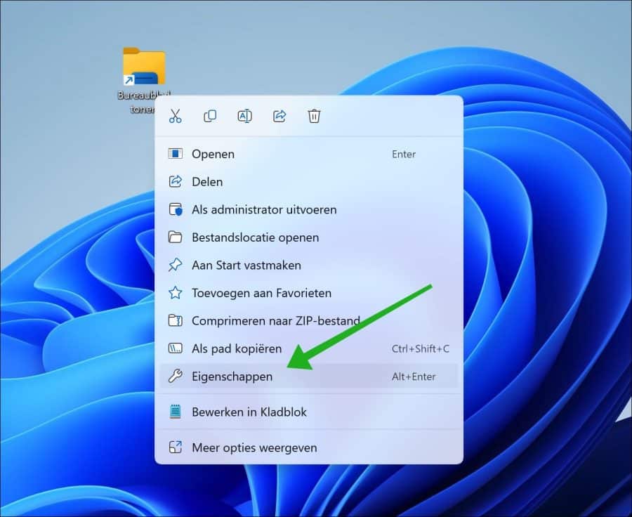 Snelkoppeling naar bureaublad plaatsen op taakbalk in Windows 11 of 10