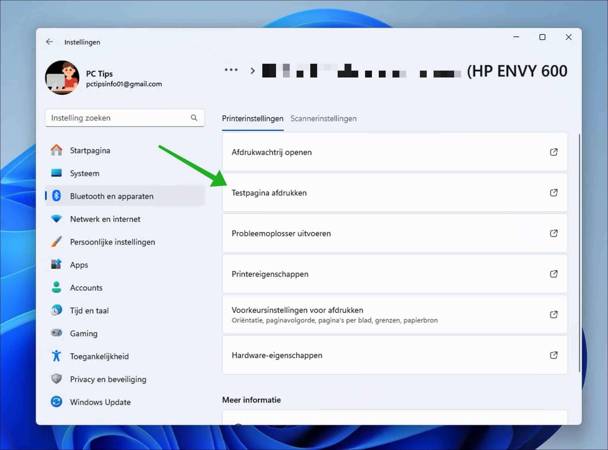 Een printer testpagina afdrukken in Windows 11 - PC Tips