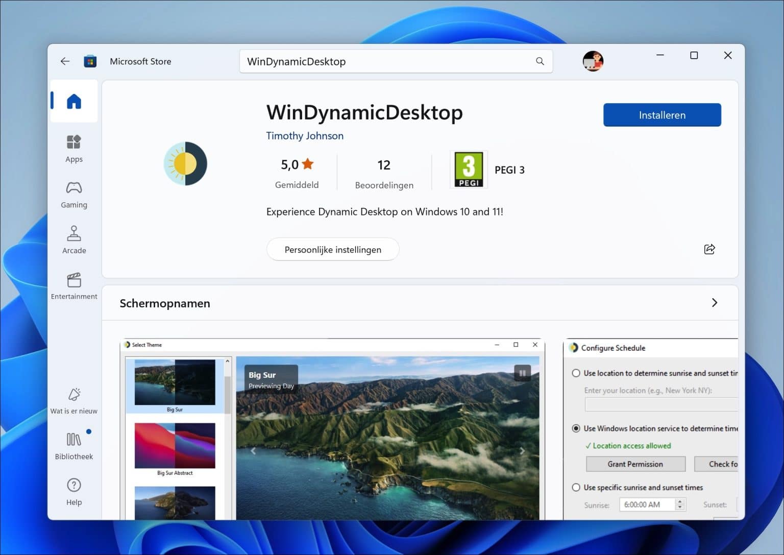 Automatisch achtergrond wisselen met WinDynamicDesktop