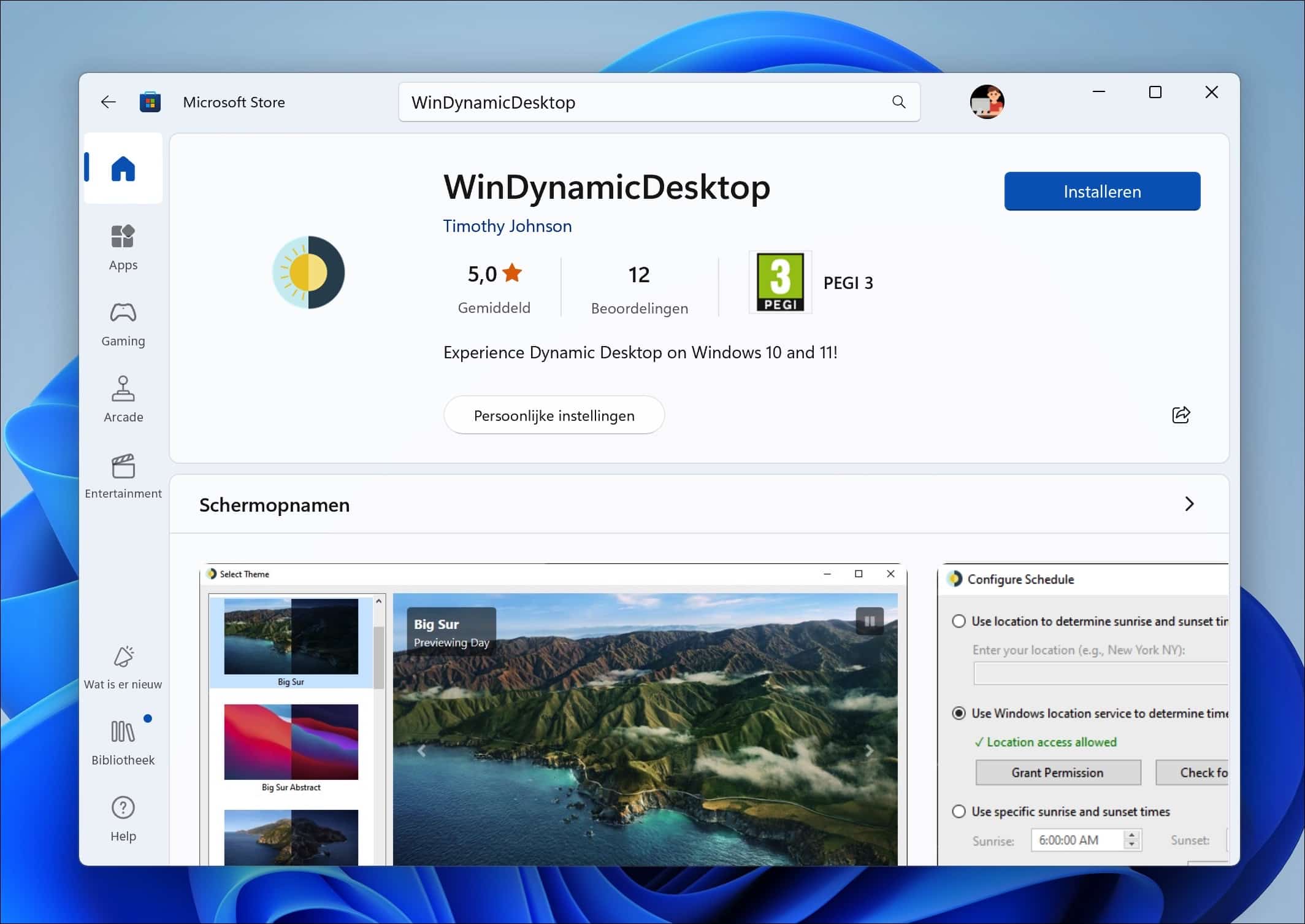 Automatisch achtergrond wisselen met WinDynamicDesktop