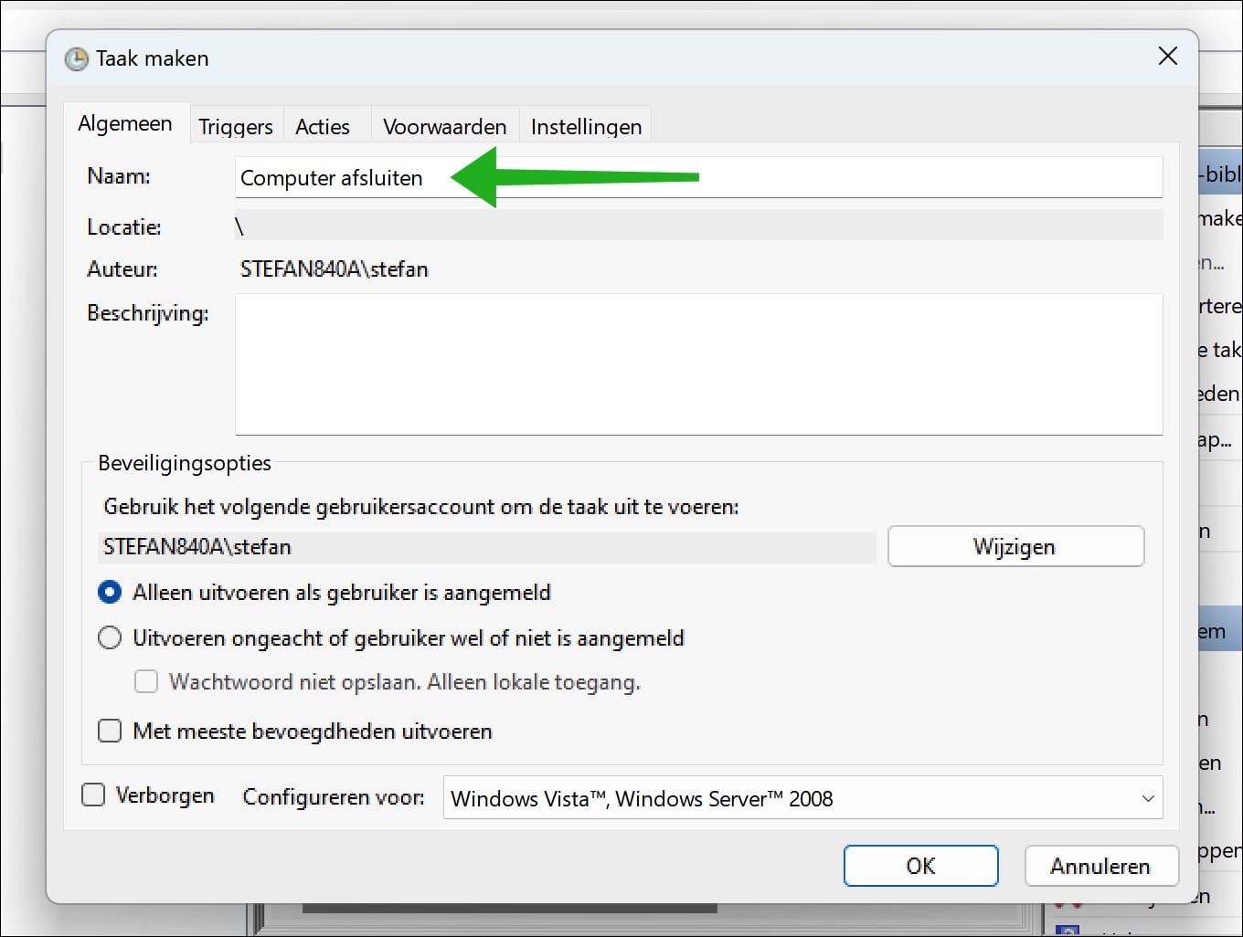 Computer automatisch afsluiten in Windows 11