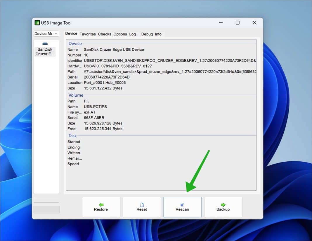 Image back-up maken van een USB flash drive in Windows 11 of 10