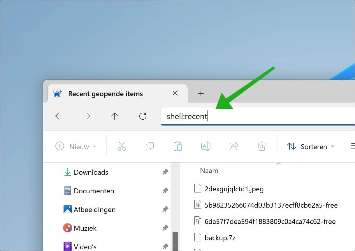 Recent geopende bestanden vastmaken aan Snelle Toegang