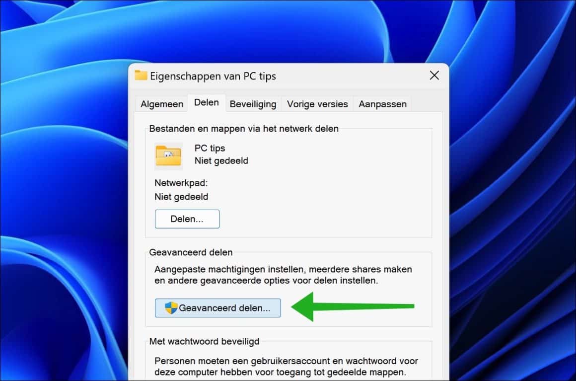 Verborgen gedeelde map aanmaken in Windows 11 of 10