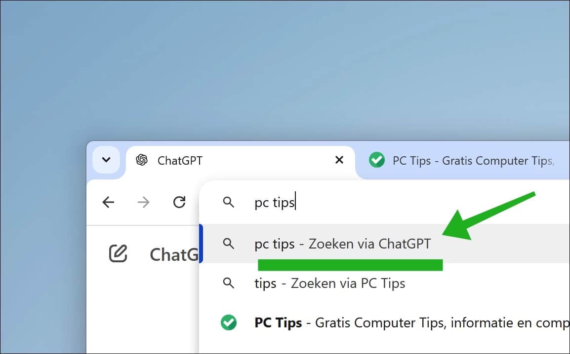 ChatGPT instellen als zoekmachine in Google Chrome browser